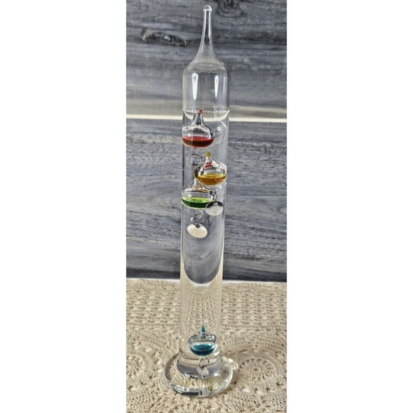 Accents | Galileo Glass Thermometer With Floating Colored Orbs Silver ...